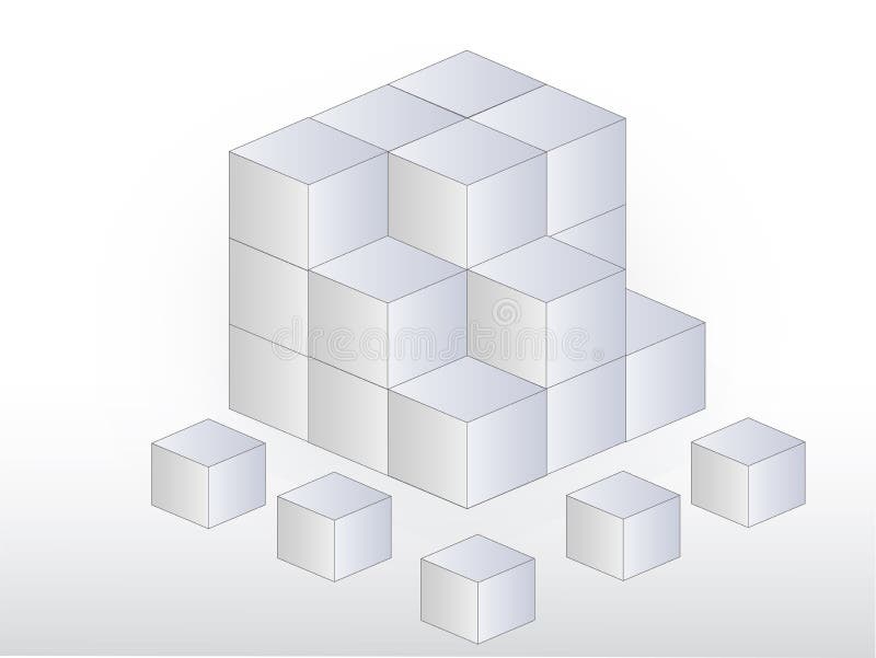 Vector Sketch of a Cube in Perspective Stock Vector - Illustration of ...