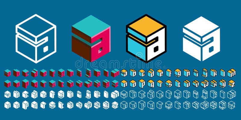 Vector of Isometric Cube Stylized Fonts. 26 English Lowercase Letters ...
