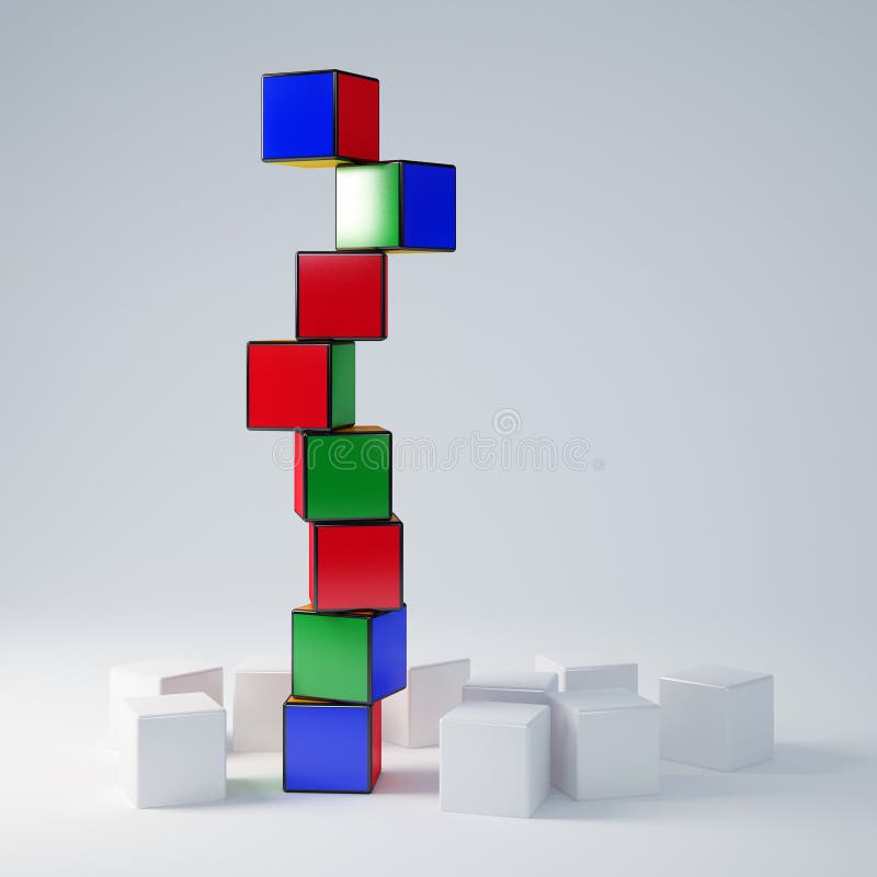 Falling Tower of Colorful Play Cubes. Tower of Cubes Falling Down ...