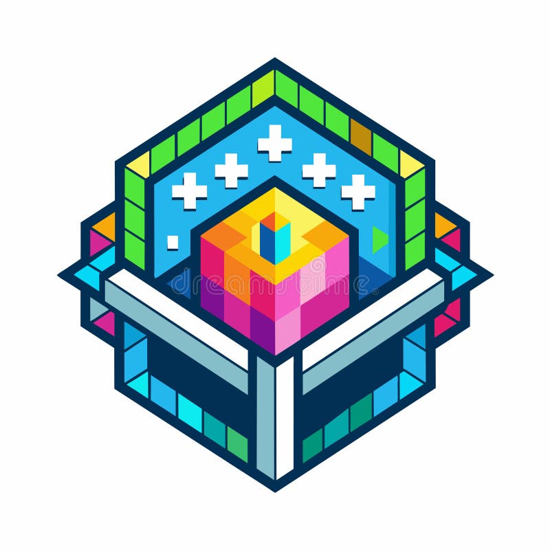 A Cube Adorned with Vibrant Colors and a Prominent Cross Design, Pixel ...