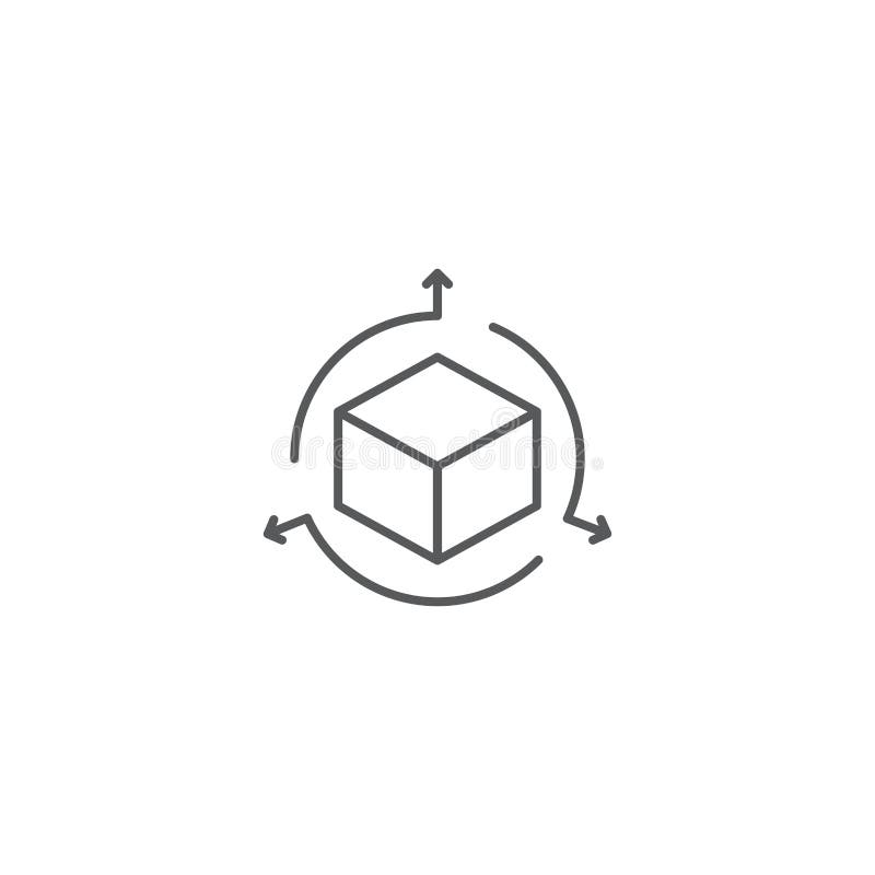Cube with Arrows Vector Icon Symbol Isolated on White Background Stock ...