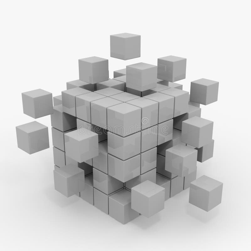 Cube Assembling from Blocks Stock Illustration - Illustration of shadow ...