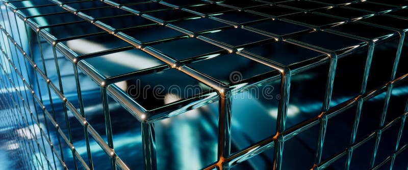 Blue Chrome Cube Background Stock Illustration - Illustration of ...