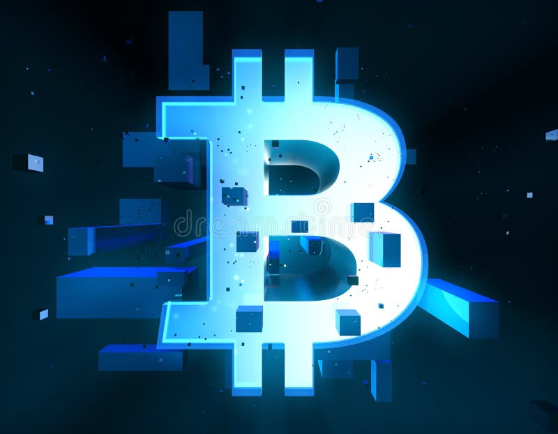 Cube and Bitcoin Currency Symbols, Big Data Technology and Financial ...