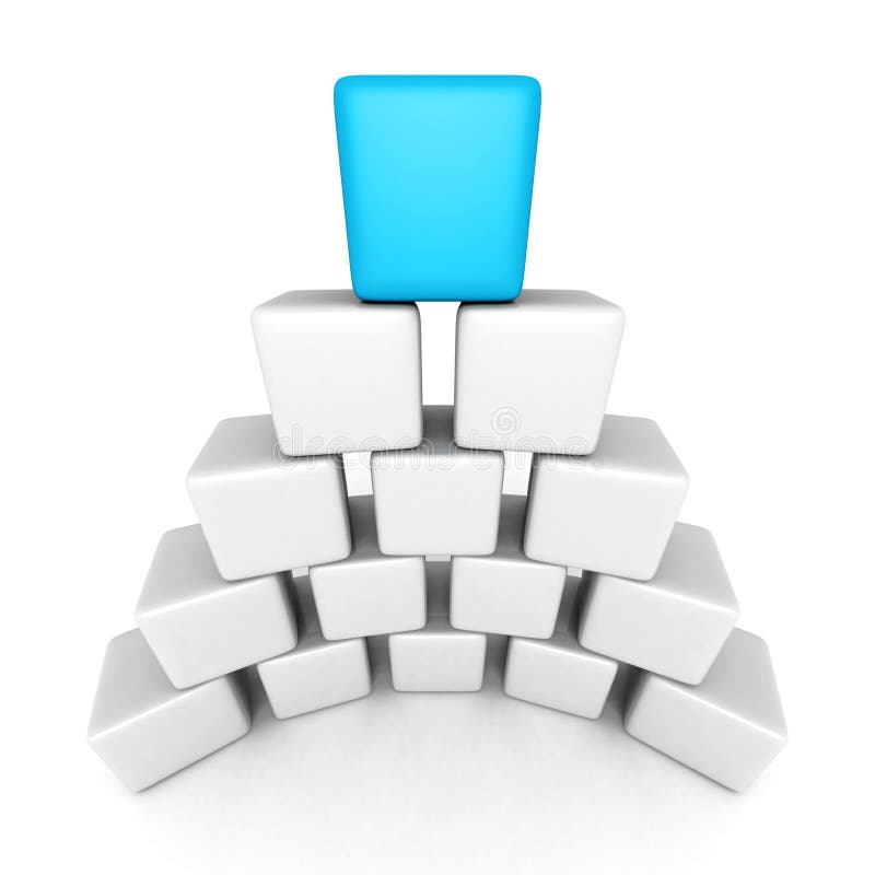 Cube Block Pyramid with Blue Top Leader Stock Image - Image of ...