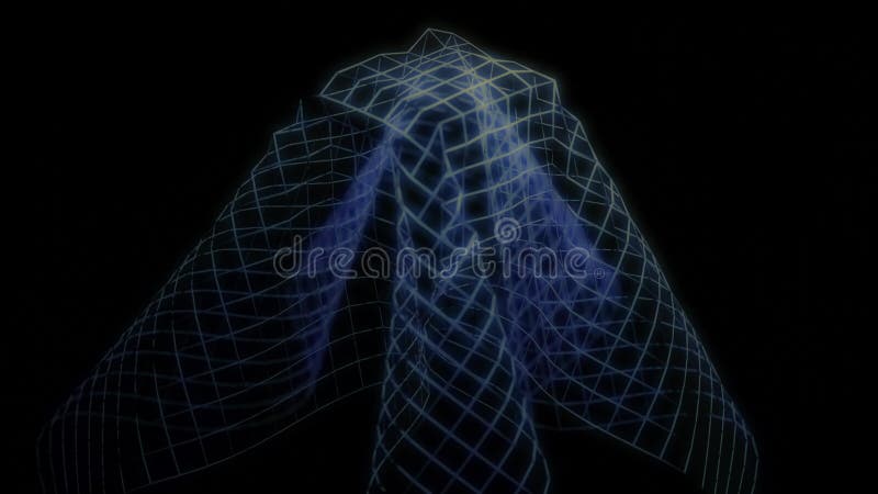 Cube Box Grid of Blue Geometric Squares Falls in 3d Space Concept Stock ...