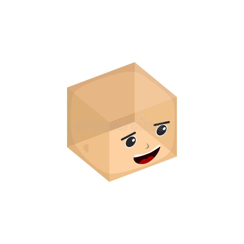 Cube Box Transparent Isometric Cartoon Character Stock Vector ...