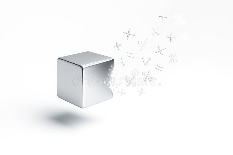 A Cube that Breaks Down into Mathematical Symbols. Space for Text ...