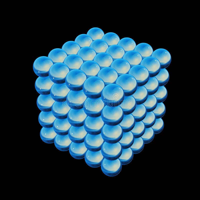 Cube Building with Blue Balls Stock Illustration - Illustration of ...