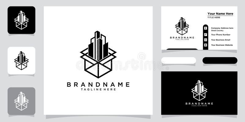 Cube Building Logo Design Element ,Building Logo ,Cube Icon with ...