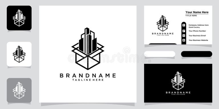 Cube Building Logo Design Element ,Building Logo ,Cube Icon with ...