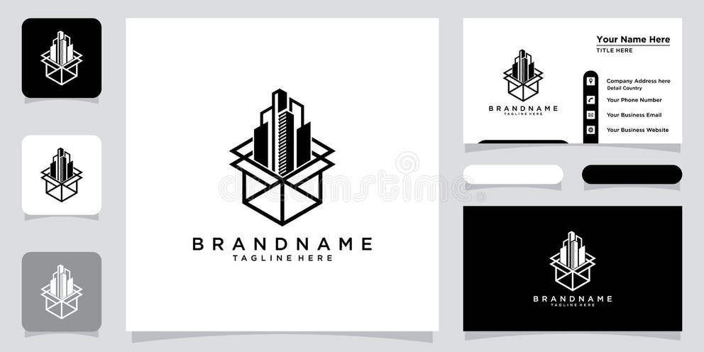 Cube Building Logo Design Element ,Building Logo ,Cube Icon with ...