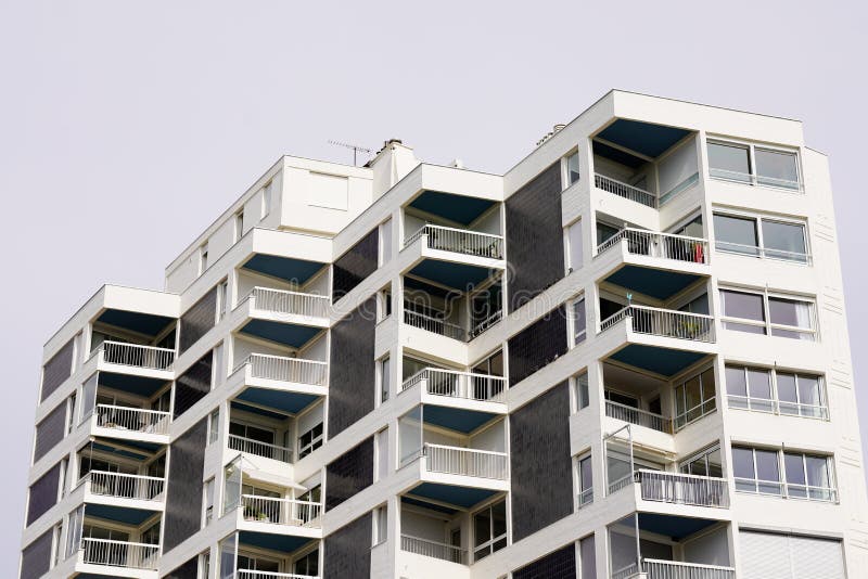 Cube Building White with Windows Facade Square Office and Apartment ...