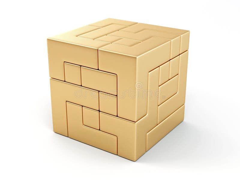 A Cube Built from Blocks. Puzzle Stock Illustration - Illustration of ...