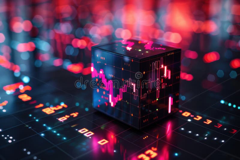 A Cube with a Bunch of Numbers on it. Futuristic Background Stock Image ...
