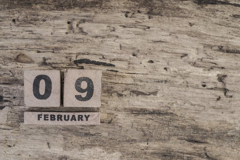 Cube Calendar for February on Wooden Background Stock Image - Image of ...