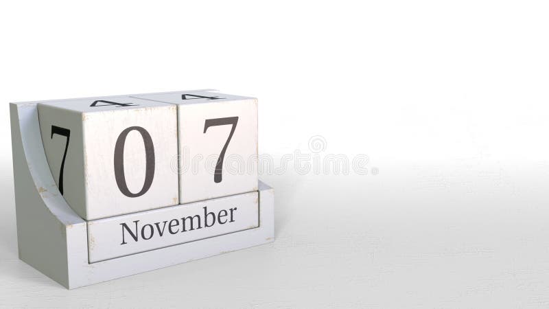Cube Calendar Shows November 7 Date. 3D Animation Stock Footage - Video ...