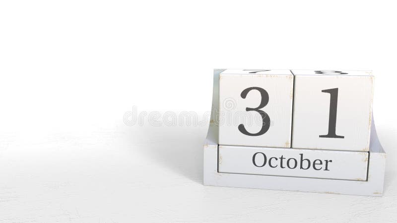 Cube Calendar Shows October 31 Date. 3D Rendering Stock Illustration ...
