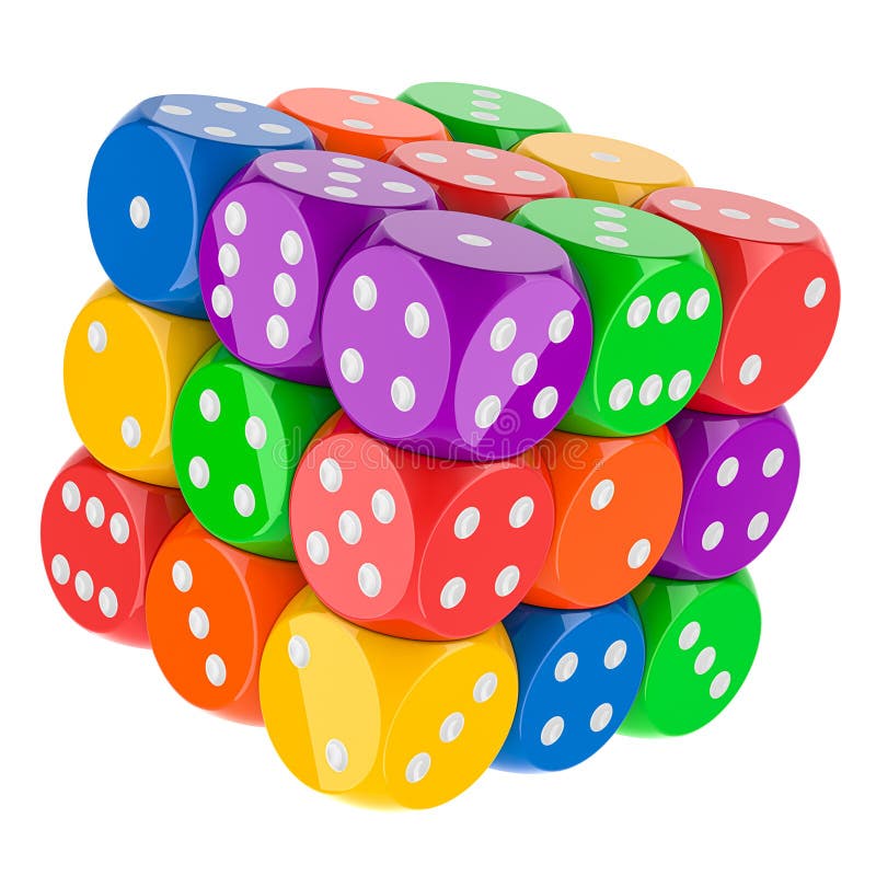 Cube from Colored Dices, 3D Rendering Stock Illustration - Illustration ...