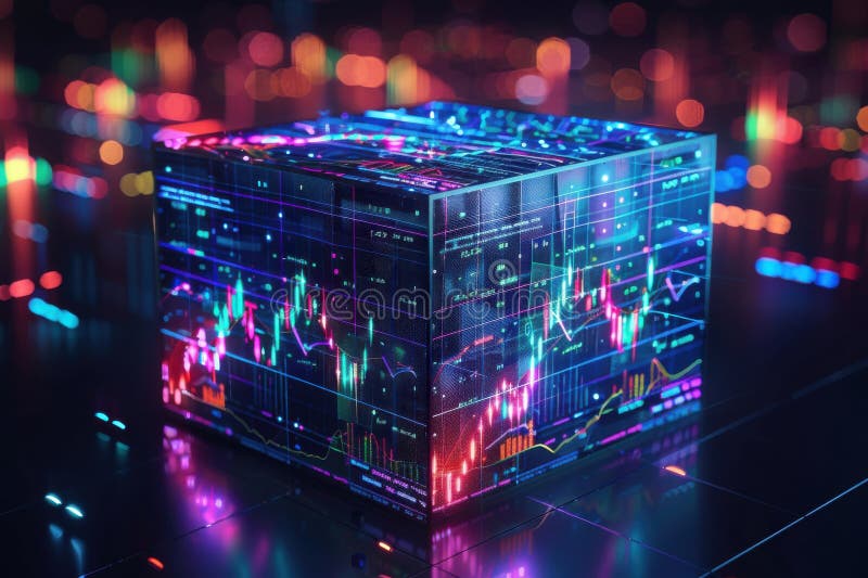 A Cube with a Colorful Display of Numbers and Graphs Stock Image ...