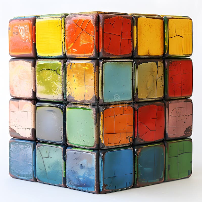 Cube with only these 4 Colors Stock Illustration - Illustration of cube ...