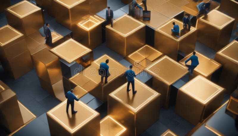 Cube Community Assembling Cooperation Concept Business Block Assembling ...