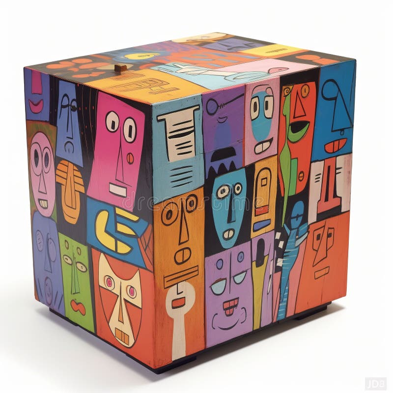 Cube Composed of Various Geometric Shapes and Multicolored Surfaces ...