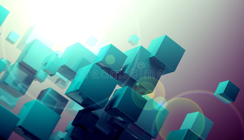 Scattered 3d Turquoise Cubes Stock Illustration - Illustration of ...