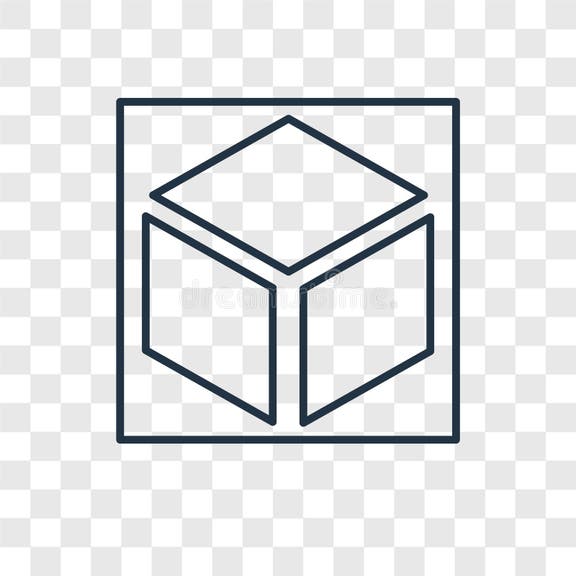Cube Concept Vector Linear Icon Isolated on Transparent Background ...