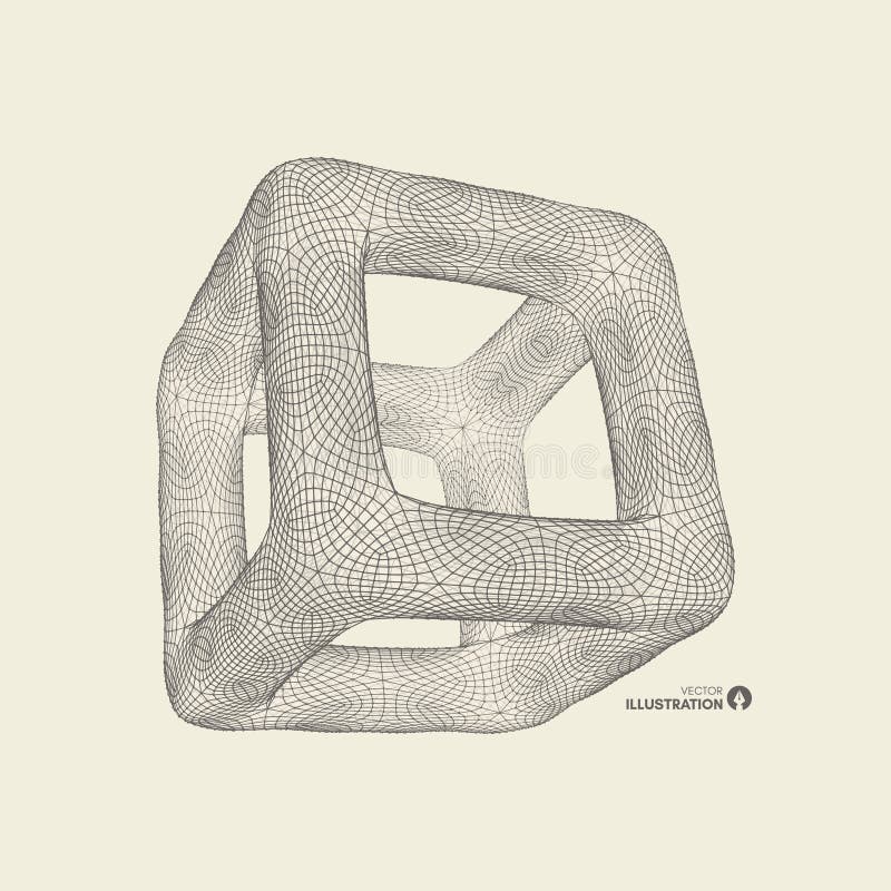 Cube. Connection Structure. 3d Grid Design. Technology Style Stock ...
