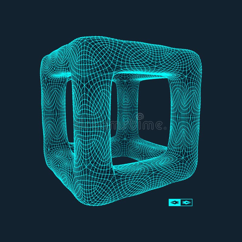 Cube With Grid, Mesh Of Squares Surfaces. Geometric Cube Icon ...