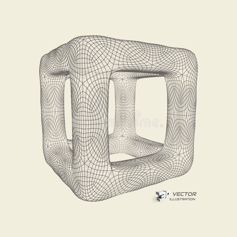 Cube Molecular Lattice Connection Structure Stock Vector