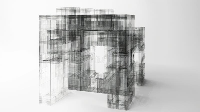 Cube with Connection Structure. Digital Artwork with Geometric Design ...