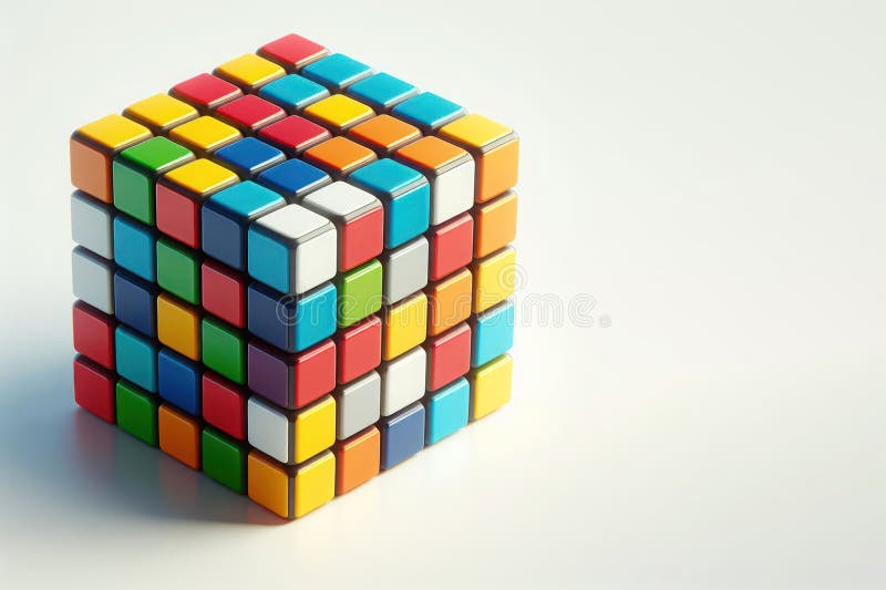 A Cube Consisting of Multi-colored Pieces. Space for Text. Stock ...