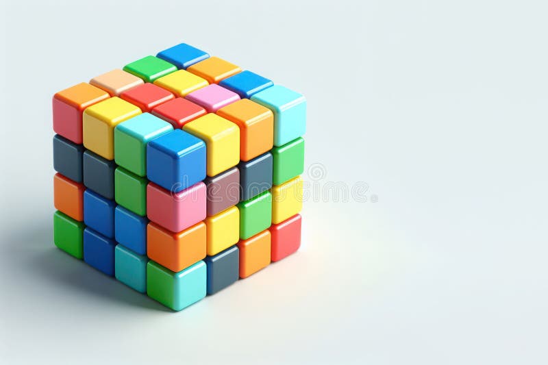 A Cube Consisting of Small Multi-colored Cubes. Space for Text. Stock ...