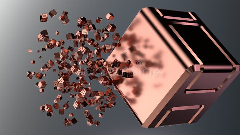 Cube Copper Metal Lump Design Elements Geometry Elegant Modern 3D ...