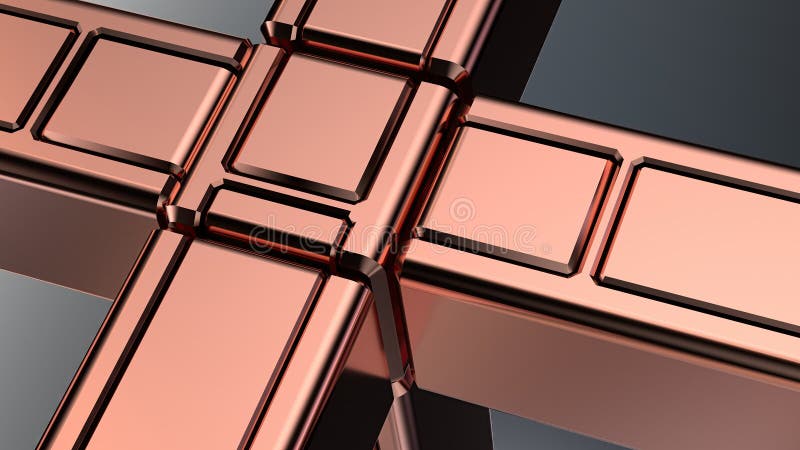 Cube Copper Metal Lump Design Elements Shape Elegant Modern 3D ...