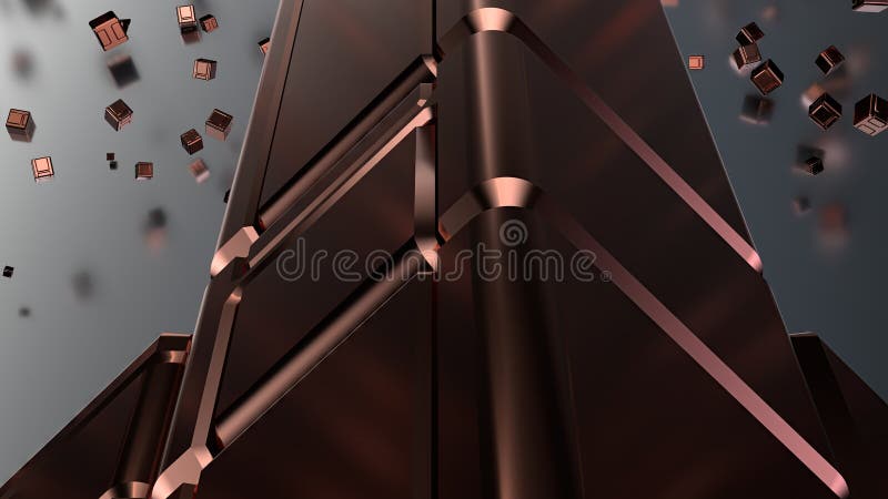 Cube Copper Metal Lump Geometry Shape Elegant Modern 3D Rendering ...