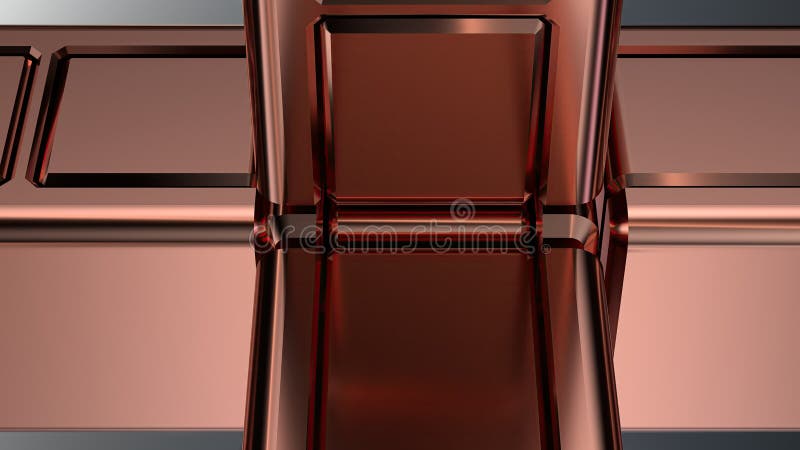Cube Copper Metal Lump Scientific Shape Elegant Modern 3D Rendering ...