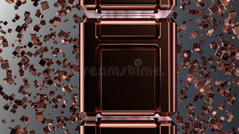 Cube Copper Metal Lump Scientific Structure Elegant Modern 3D Rendering ...