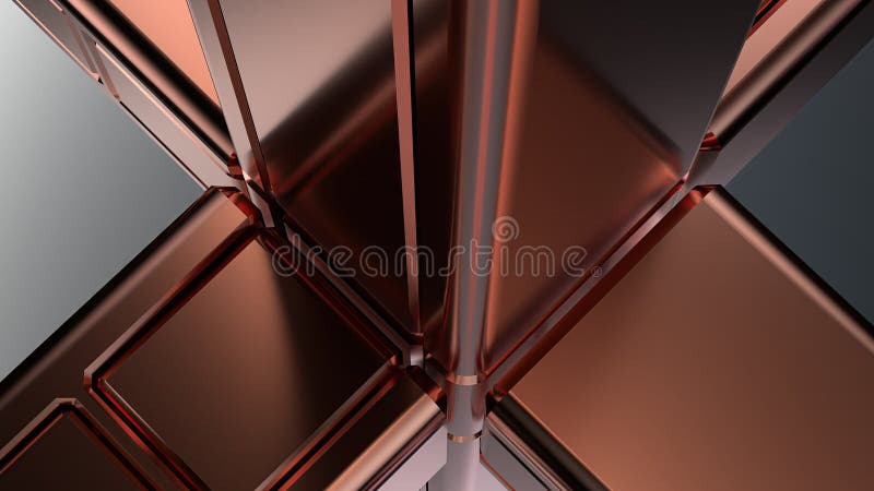 Cube Copper Metal Lump Shape Geometry Abstract Background in Elegant ...