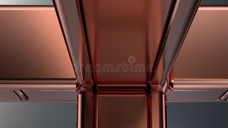 Cube Copper Metal Lump Shape Geometry Elegant and Modern 3D Rendering ...