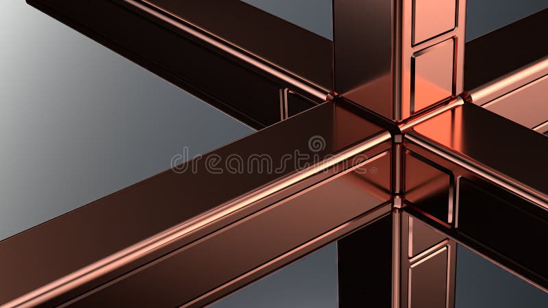 Cube Copper Metal Lump Structure Geometry Elegant Modern 3D Rendering ...