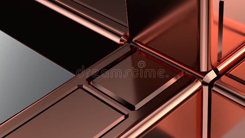 Cube Copper Metal Lump Structure Shape Elegant Modern 3D Rendering ...