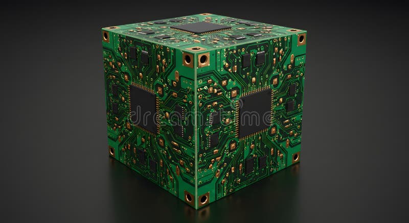 Cube Covered in Circuit Board Material Stock Illustration ...