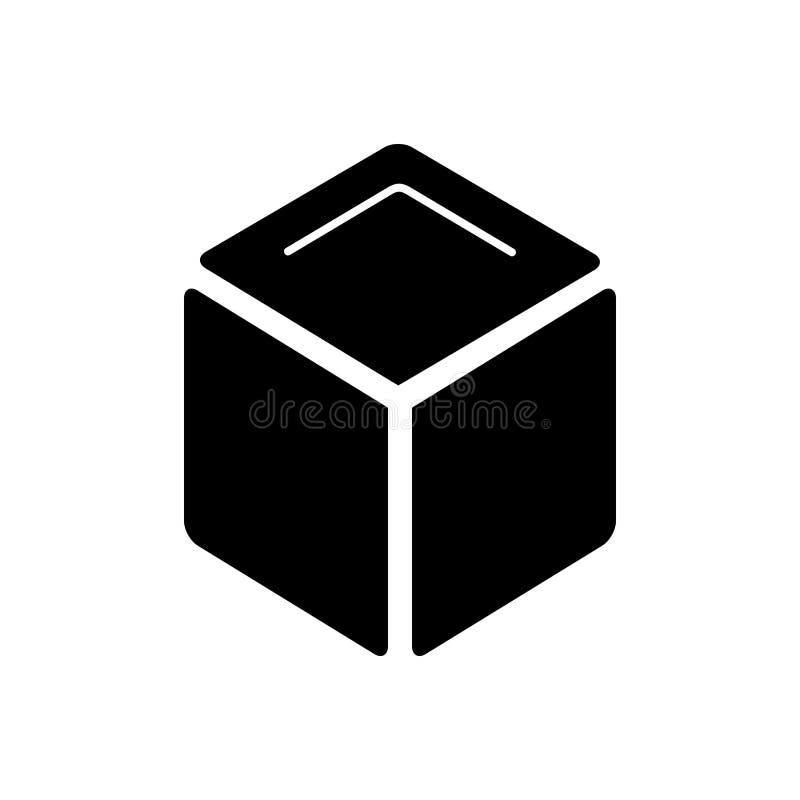 Black Solid Icon for Cube, 3d Cube and Box Stock Illustration ...