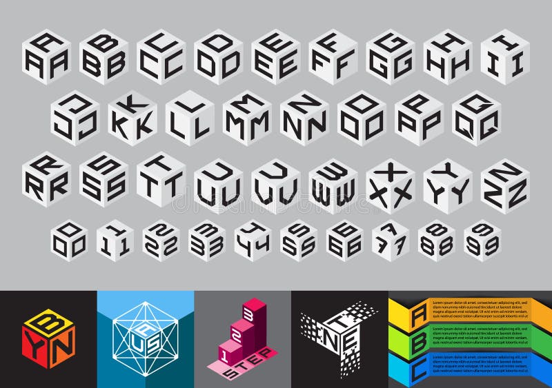 Cube Cubic Alphabet Monogram Font Vector Stock Vector - Illustration of ...