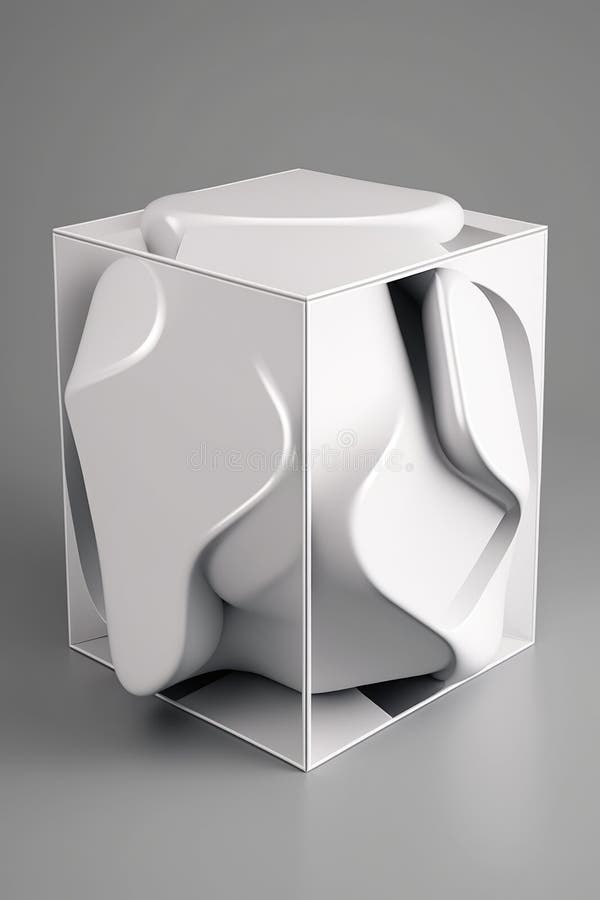 Cube with Curved Edges Podium, Empty Showcase for Packaging Product ...