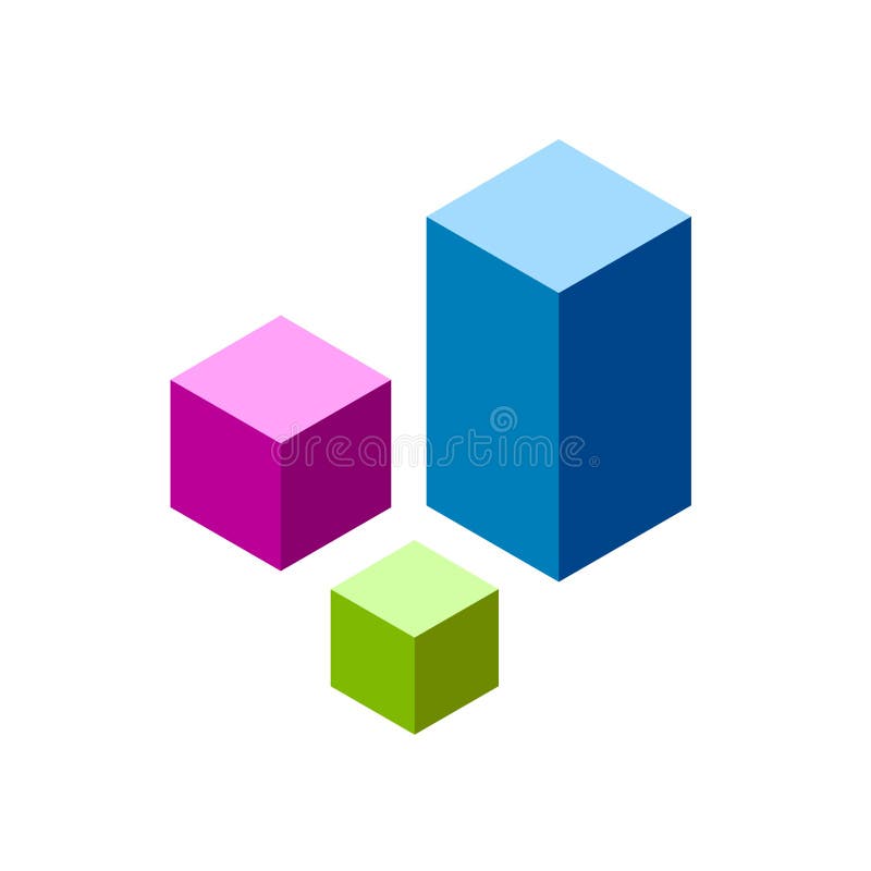 Cube 3d Isometric Square Boxes Vector or Square Object Element Graphic ...