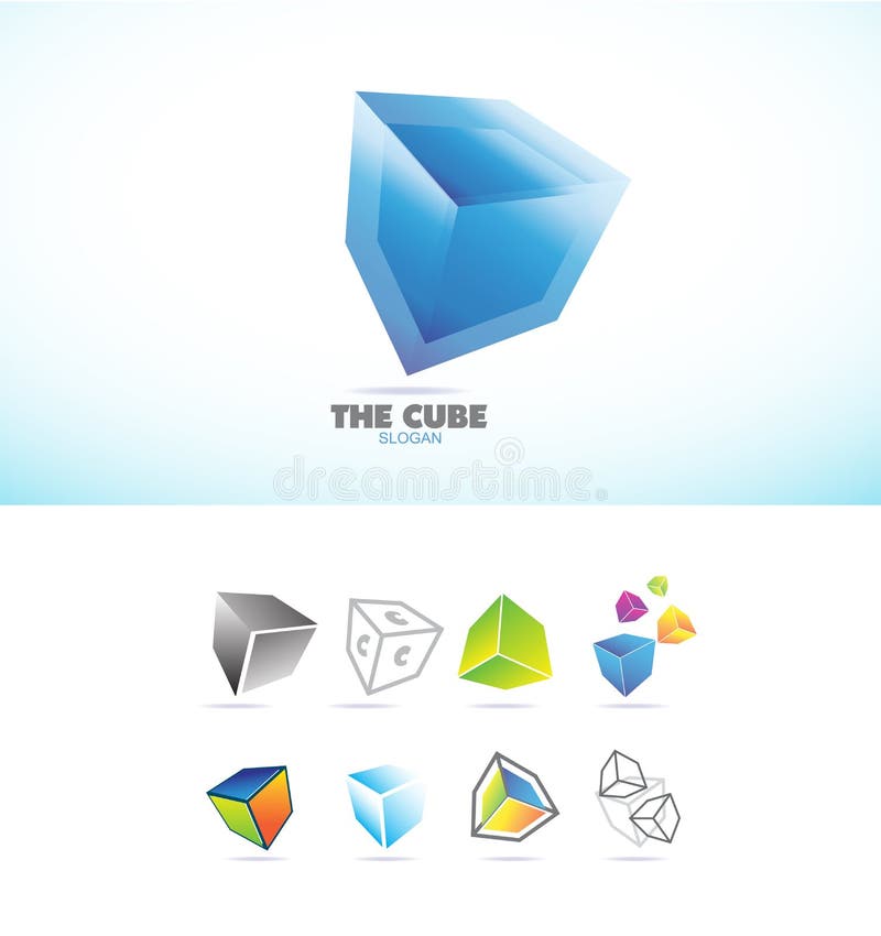 Cube 3d logo icon set stock vector. Illustration of media - 65357574